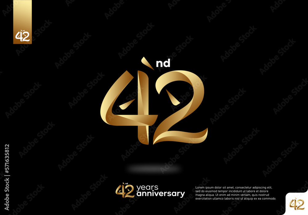 Number 42 gold logo icon design, 42nd birthday logo number, 42nd ...