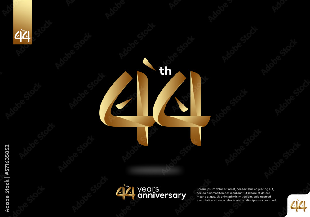 Number 44 gold logo icon design, 44th birthday logo number, 44th ...