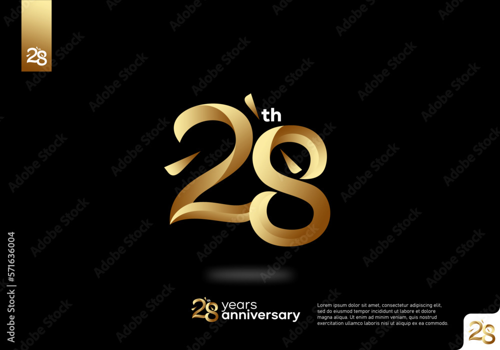 Number 28 gold logo icon design, 28th birthday logo number, 28th ...