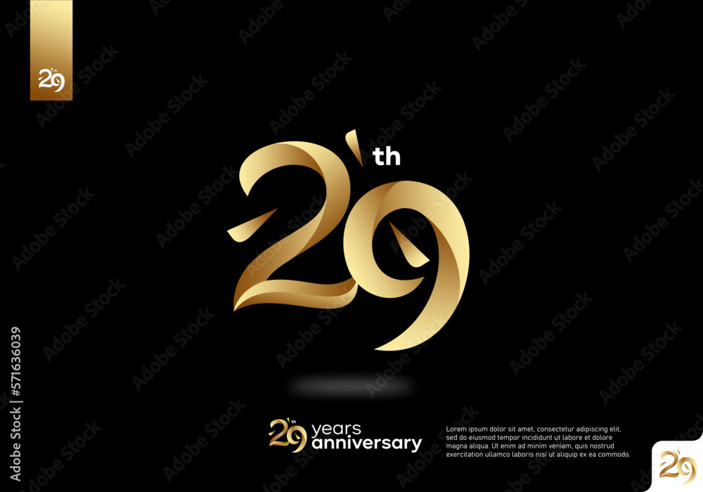 Number 29 gold logo icon design, 29th birthday logo number, 29th ...