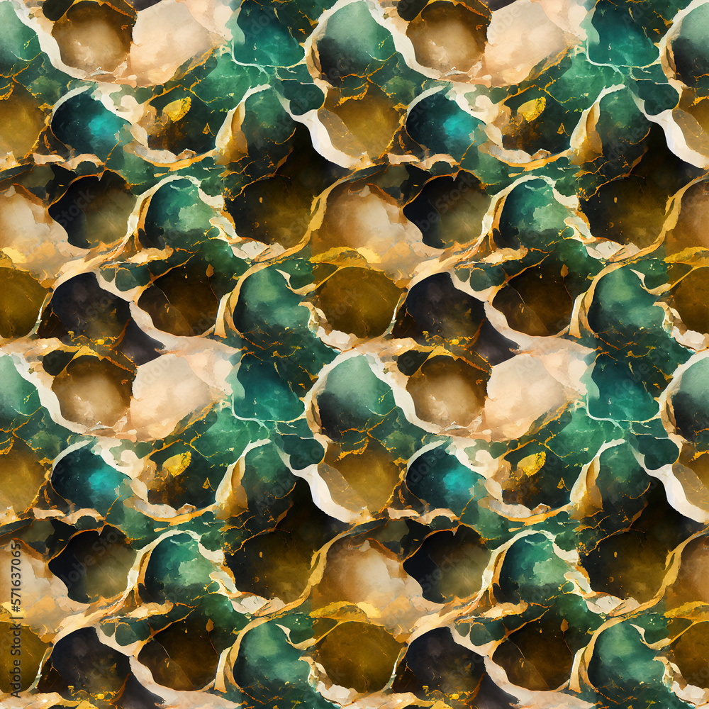 Seamless Pattern Stones, abstract luxury background. Mixing green paint ...