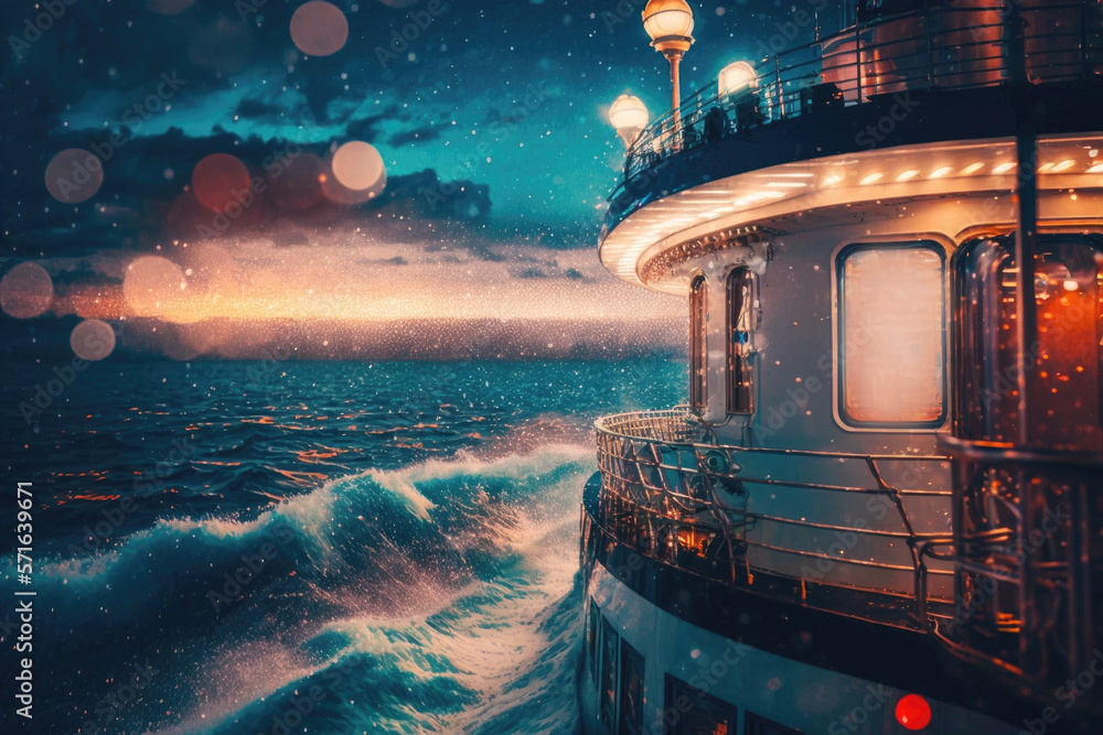 Night view of a large cruise ship is truly a sight to behold. The ...