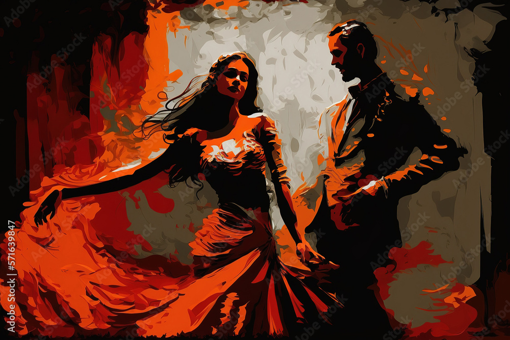 Flamenco Spanish Dancers abstract art with vivid passionate colours ...