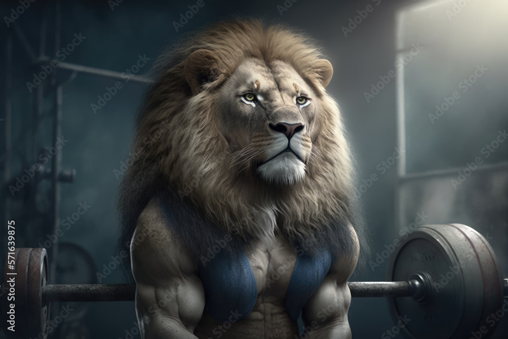 Lion Lifting Weights