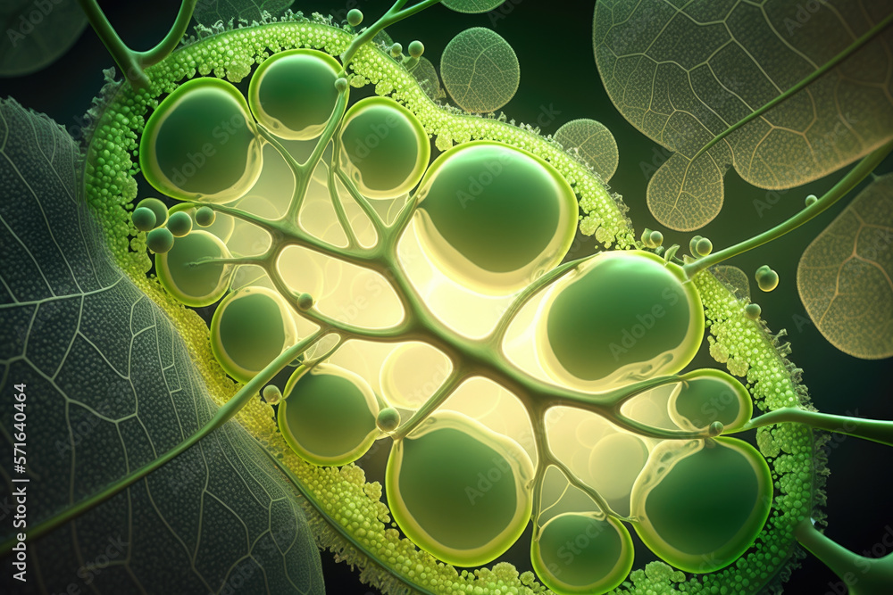 Biological cell illustrating photosynthesis, microscopic view ...