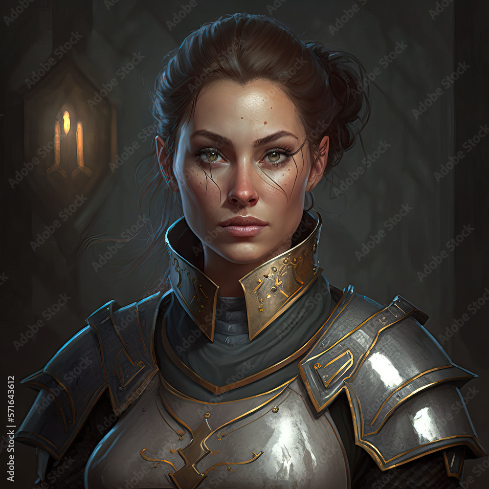 "Sentinel of the Realm: A fierce female guard stands ready in this ...