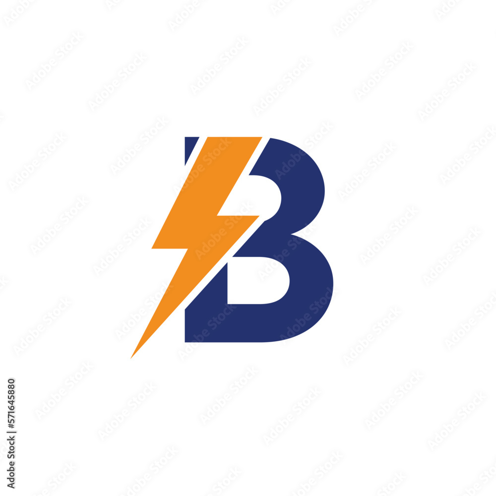 B Letter Logo With Lightning Thunder Bolt Vector Design. Electric Bolt ...
