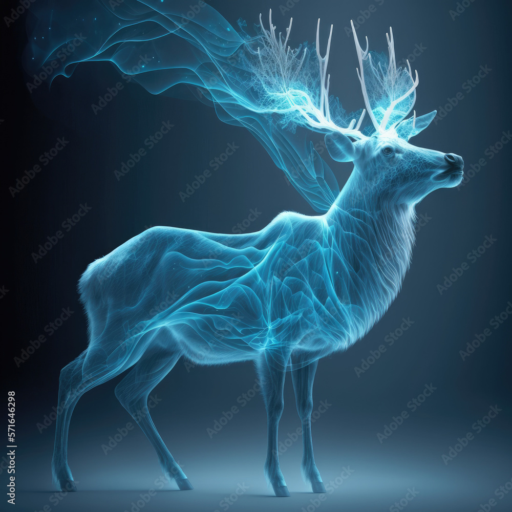 epic majestic deer, surrounded by a glowing aura that gives it a ...