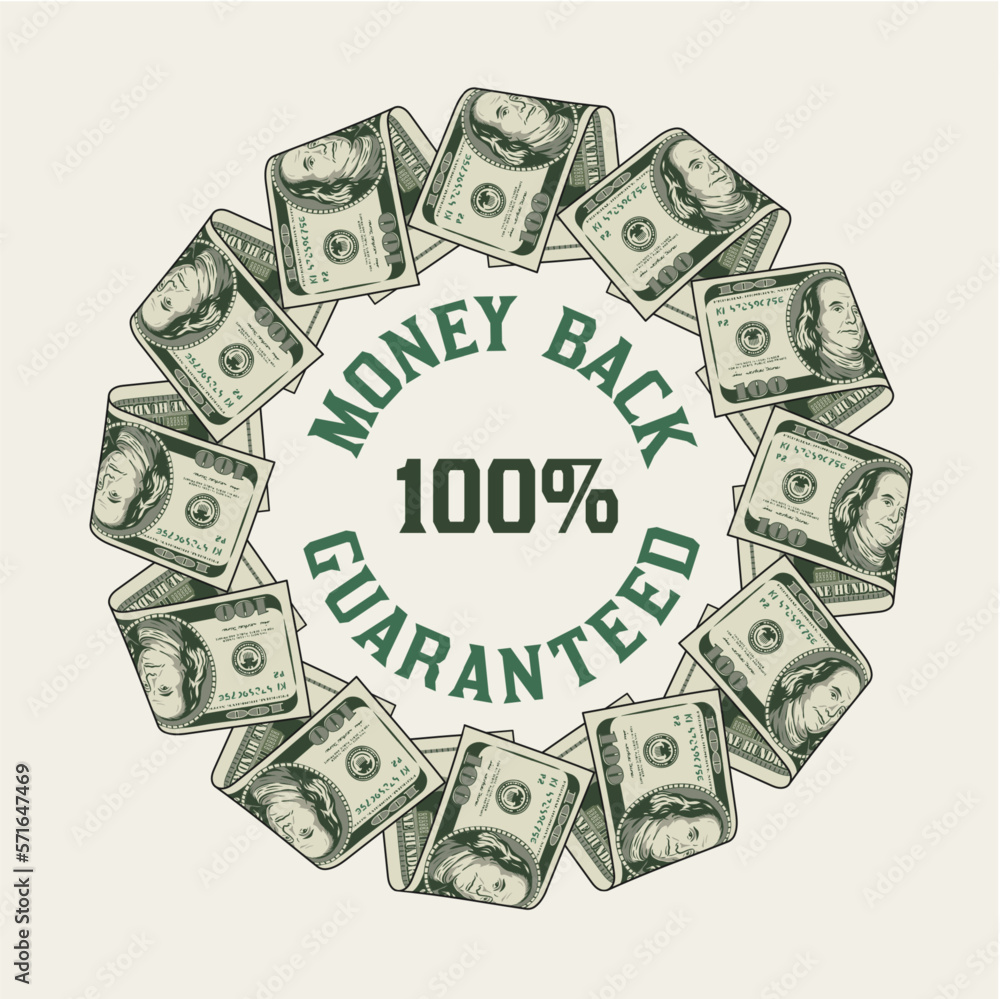 Vetor de Circular money frame with folded in half US dollars bills ...