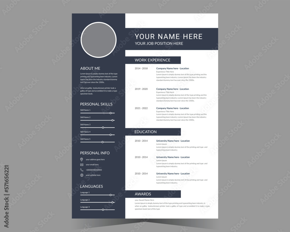 Vetor de Professional CV resume template and vector design. do Stock ...