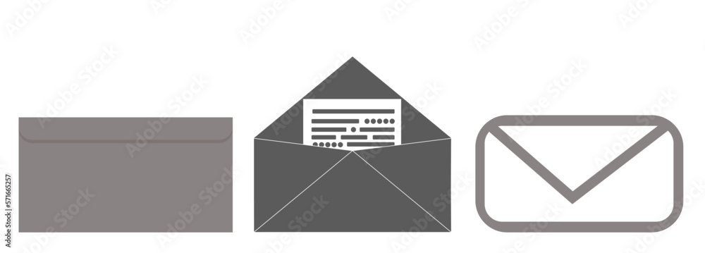 Wedding invitation card. Opened Envelope Icon set greeting card ...