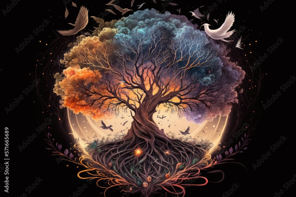 Beautiful illustration of the sacred symbol known as the magic tree of ...