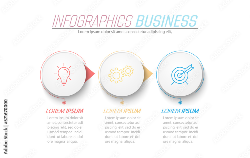 Business infographics. 3 stages of achieving the goal. Stages of the ...