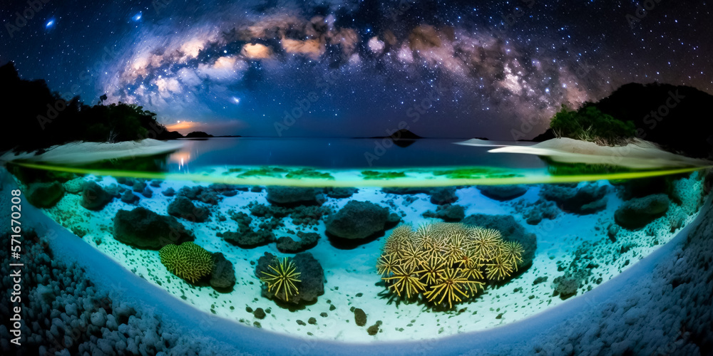 depth of the ocean and the depth of the sky,stars, constellations, moon ...