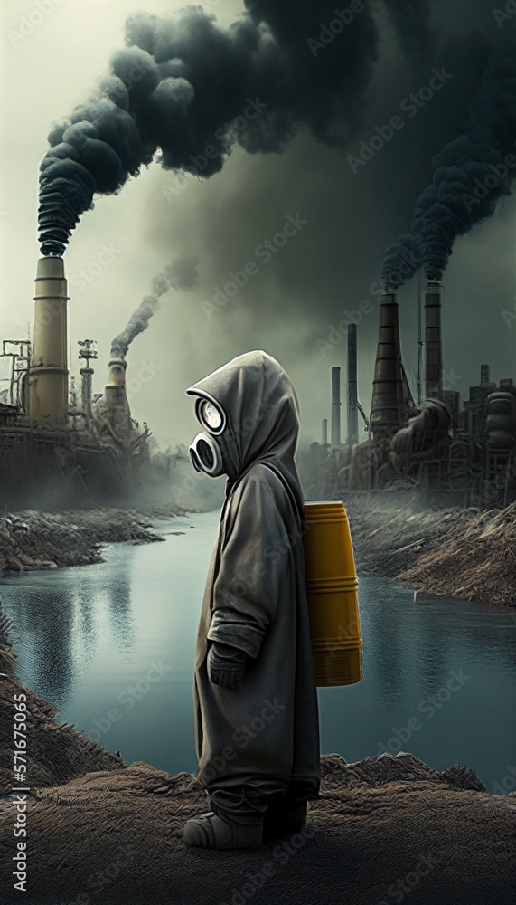 Ai generated. Concept of pollution and respiratory diseases consequence ...
