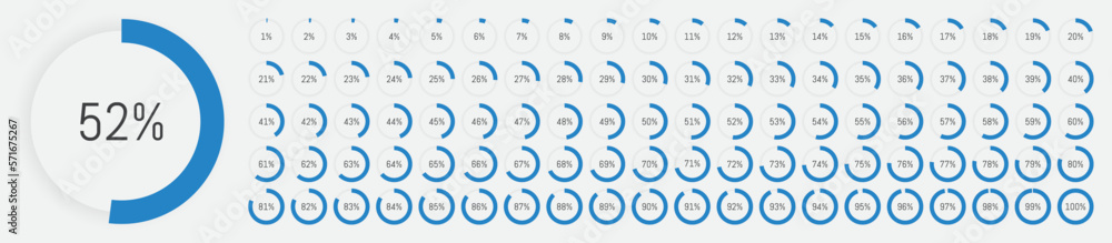 pie-chart from 1 too Percentage diagram 3D icons. Pie chart ...