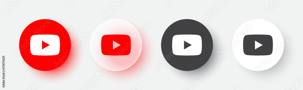 YouTube logo round icons. Stock Vector | Adobe Stock