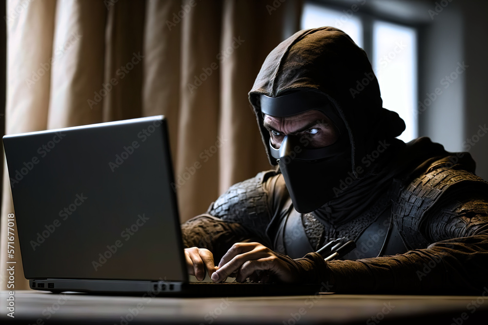 concept of malware spyware computer virus showing a fictional AI ...