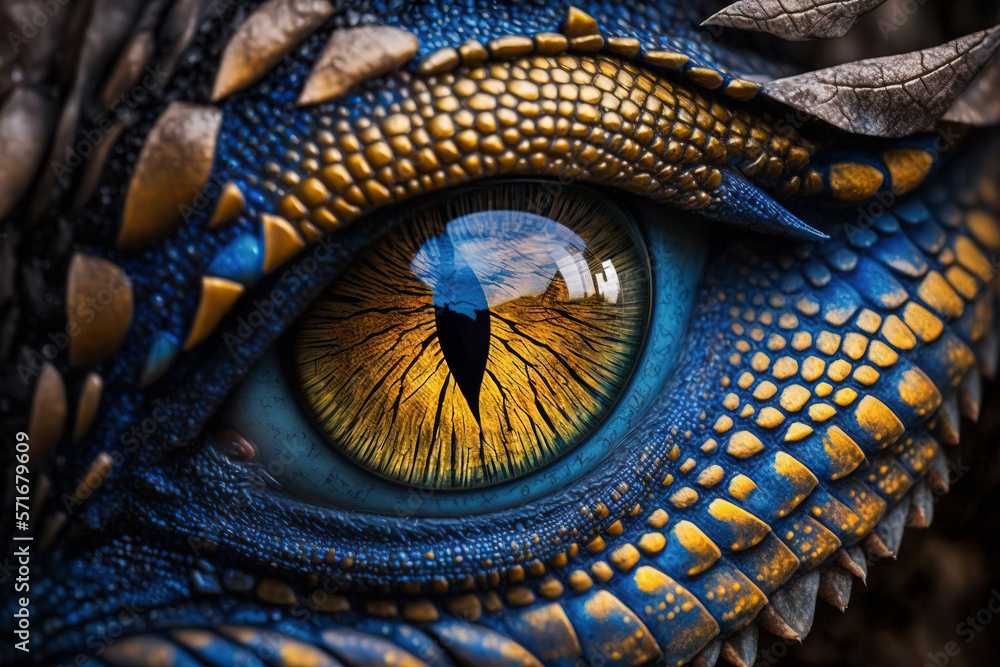 Eye of the dragon. Dragon eye ball abstract pretty blue and yellow ...