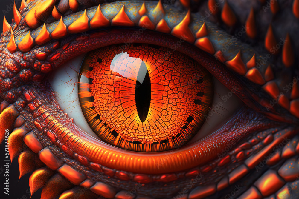 Eye of the dragon. Dragon eye ball abstract pretty orange scales close ...