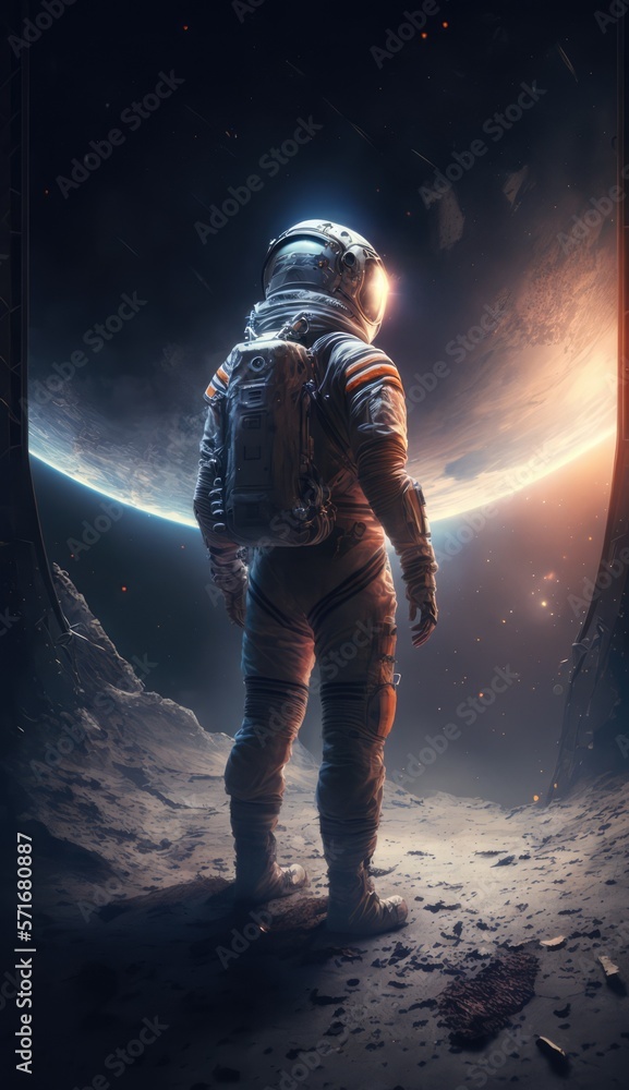 astronaut in deep space made with generated ai Stock Illustration ...