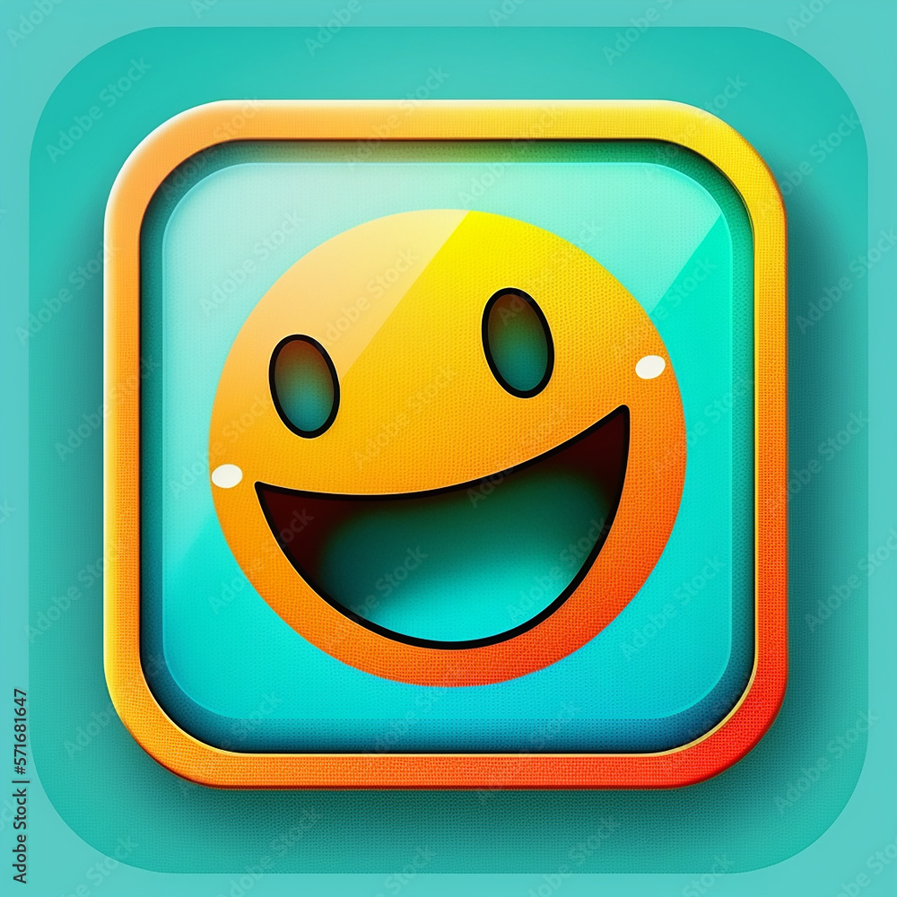 Ilustrace „icon for happy apps. Social media interaction. Emotions ...