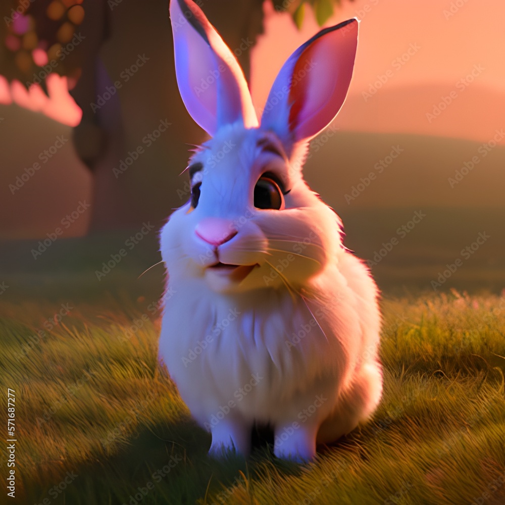 Cute rabbit, pet, beautiful bunny cartoon ai Generated, generative AI ...