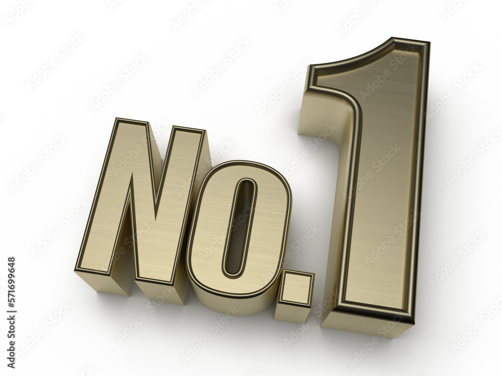 Isolated No. 1 in Gold and Silver Metallic Three Dimensional Alphabet ...