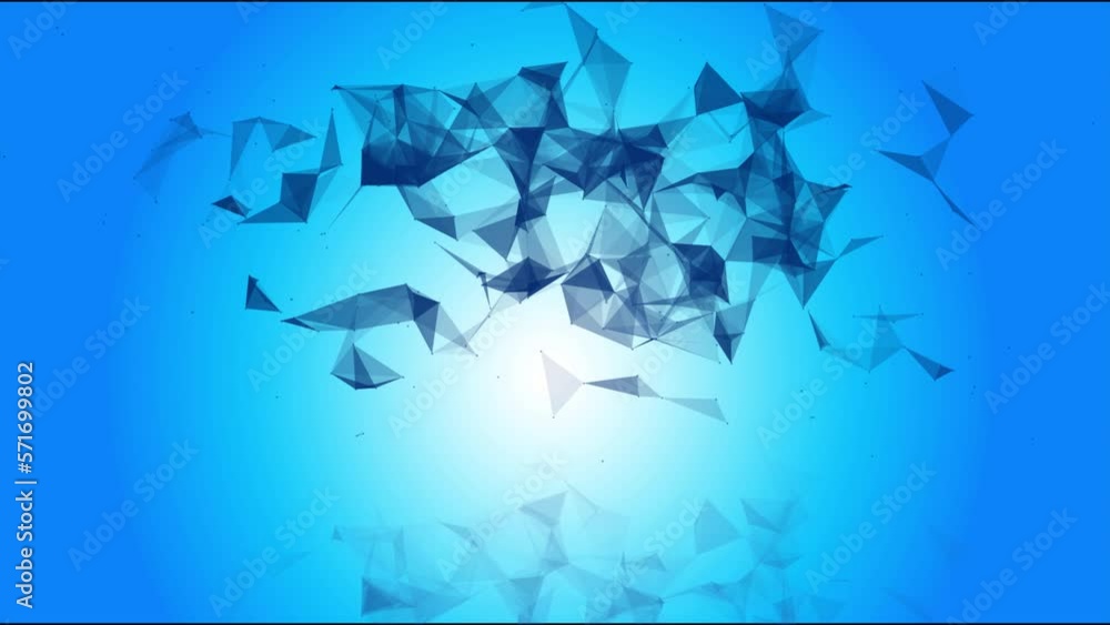 Dark Black Plexus Network Moving On Reflection Effect On Light Blue ...