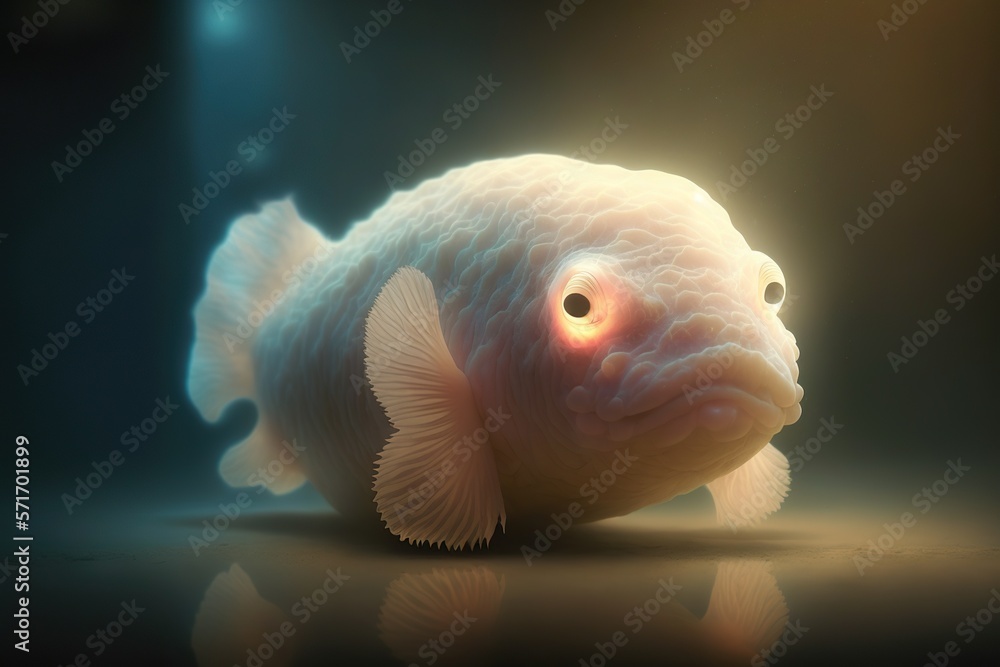 Blobfish glowing, concept of Deep-Sea Bioluminescence and Unusual ...