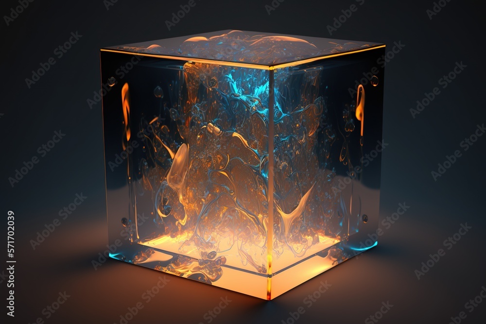Glowing glass cube neutral background, concept of Opacity and ...