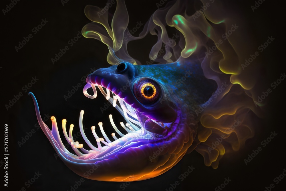 Hagfish glowing, concept of bioluminescent and deep-sea, created with ...