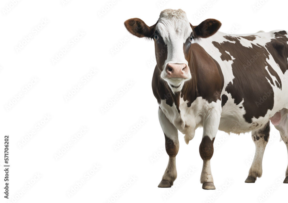 Cow isolated on white, transparent background, PNG, generative ai Stock ...