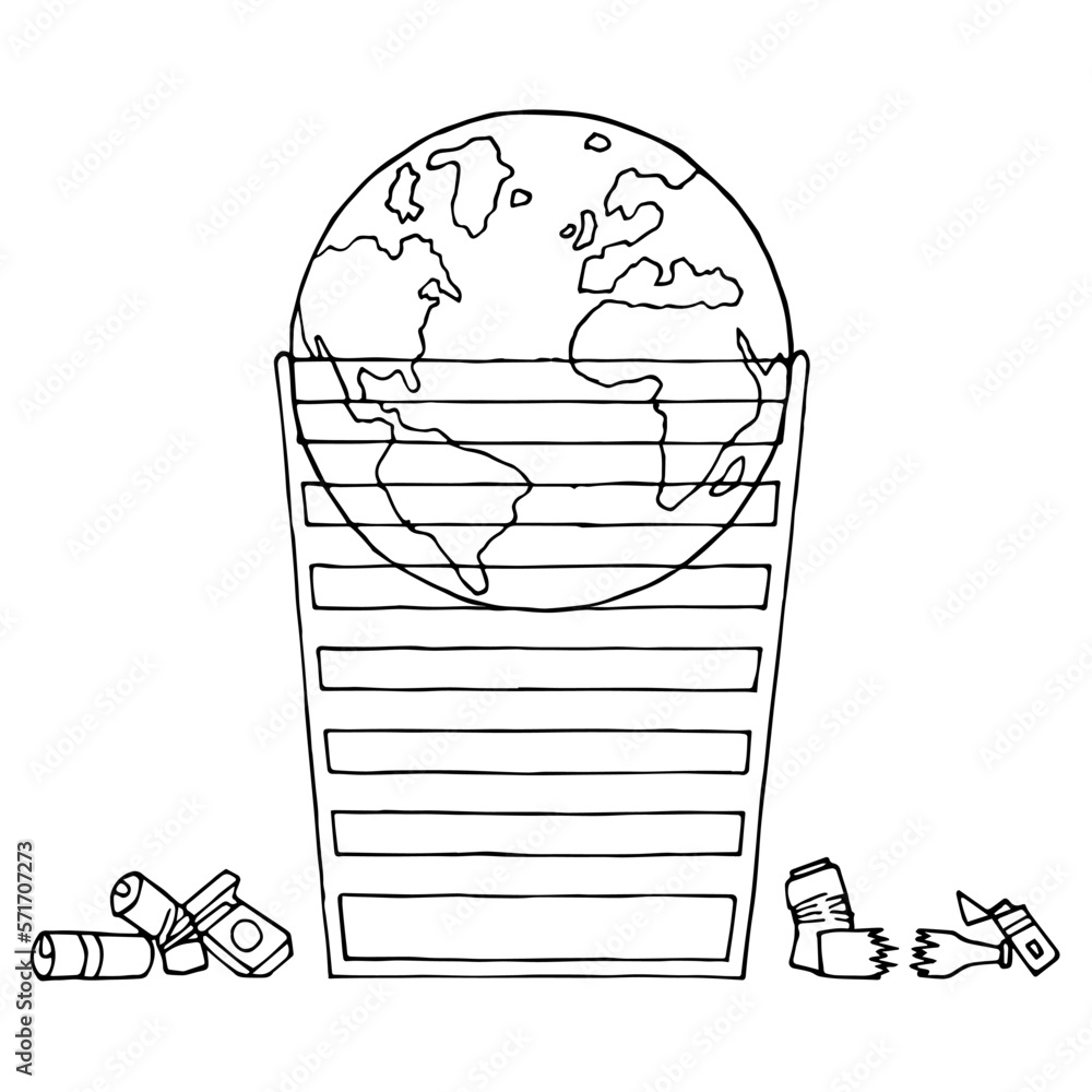 Our Planet Earth is in the trash can. Pollution of planet Earth. The ...