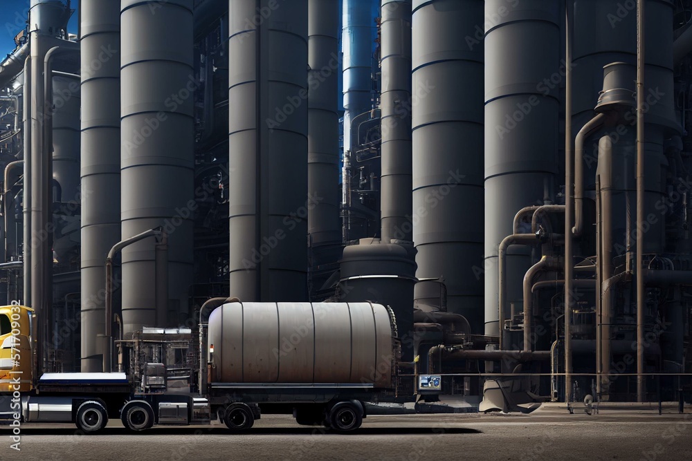 Transport oil by truck at oil refinery, petroleum , petrochemical ...