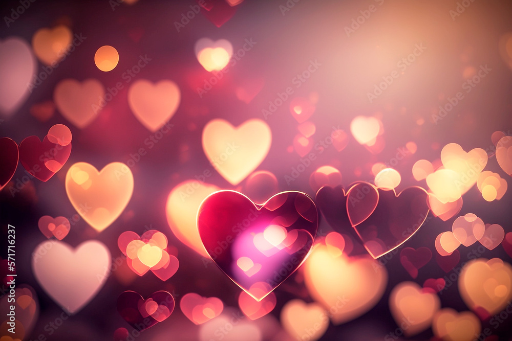 Corazones translucidos de colores pasionales, desenfocado con textura ...