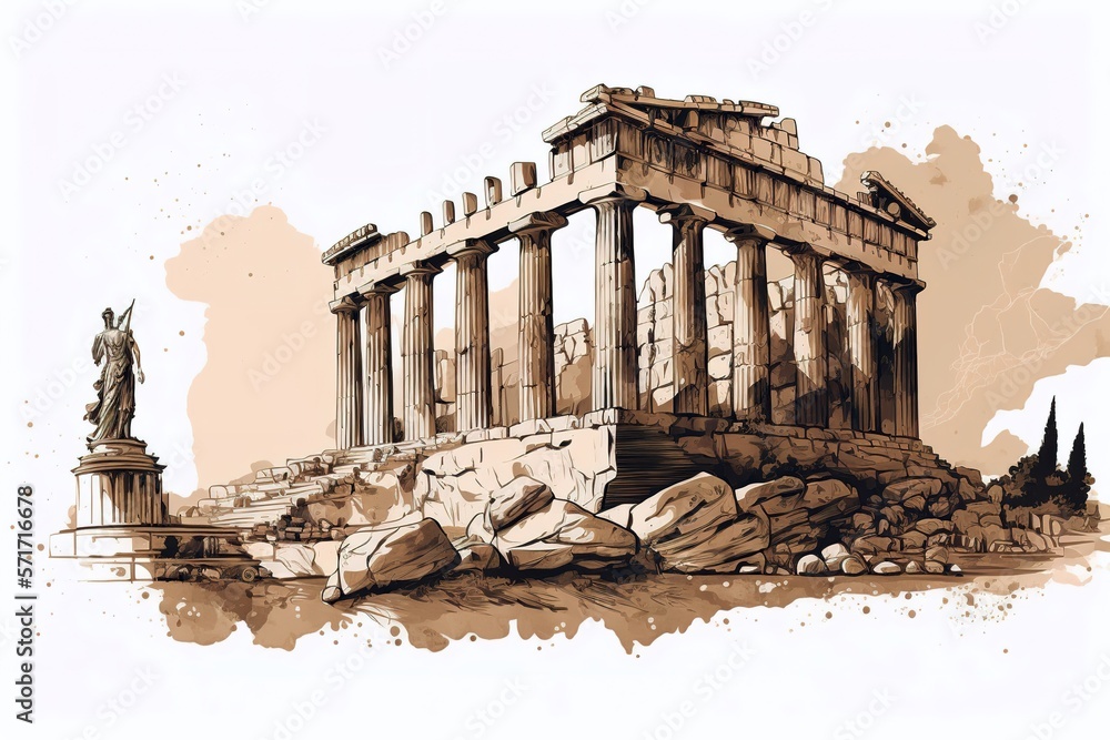 Acropolis of Athens in Greece. Banner illustration. Generative AI ...