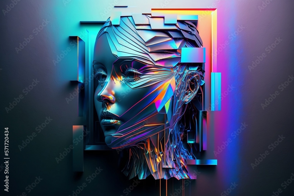 An Abstract 3D Render of an AI-Generated Head. Generative AI Stock ...