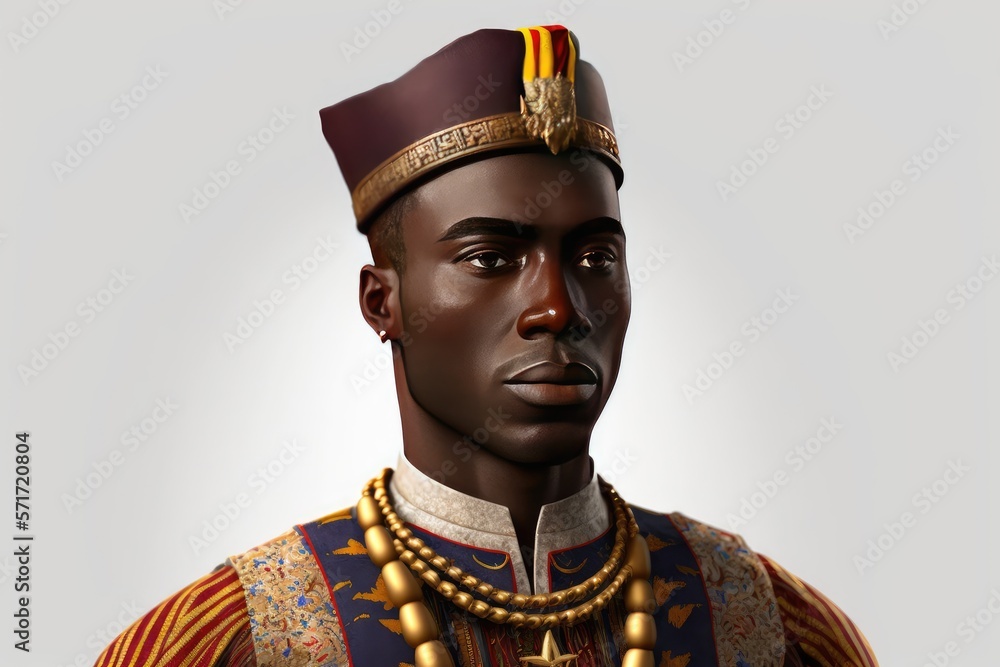 Beautiful male from Ghana in traditional clothes, created with ...