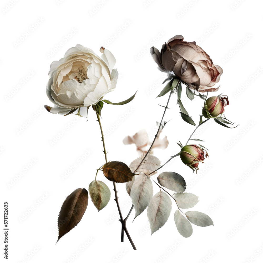 red, orange, white, colorful blooming wild rose High-Resolution Digital ...