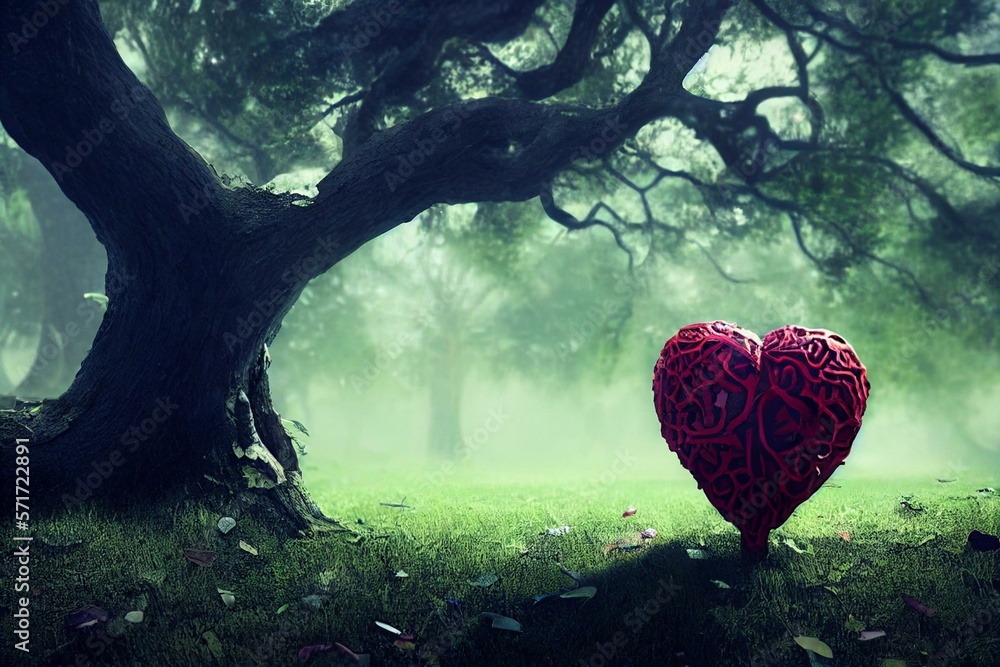 Broken heart carved in a tree - ecology, environment, CO2 pollution ...