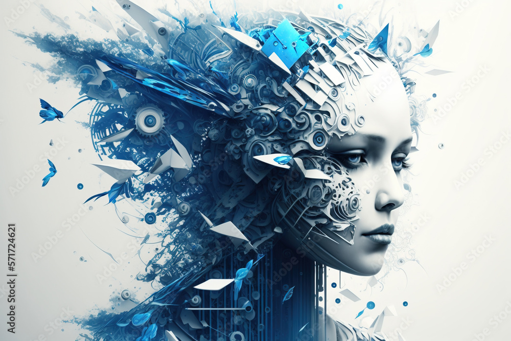 artificial intelligence digital concept. sketch art for artist ...