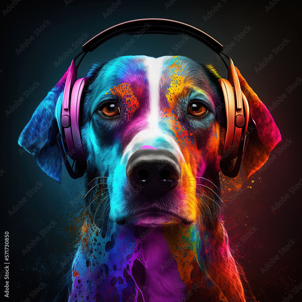 Dog With Headphones Wallpaper