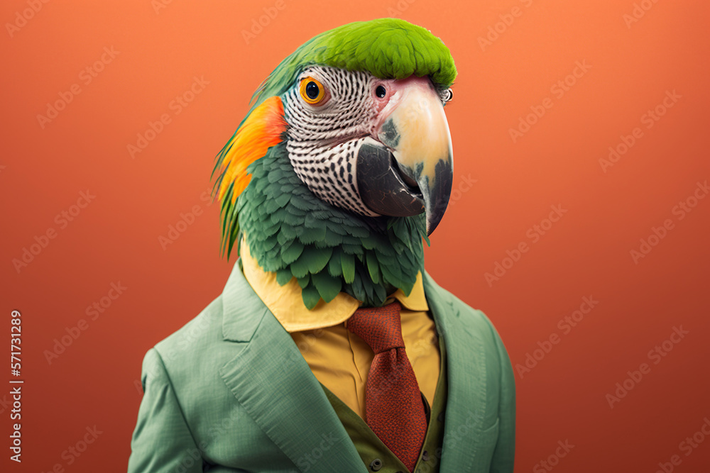 Studio photo portrait of a parrot in business clothes, concept of ...