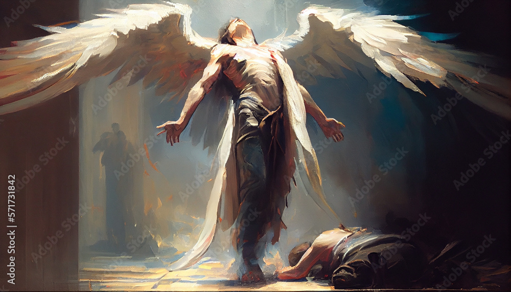 Fallen angel expelled from heaven, artwork, digital painting ...