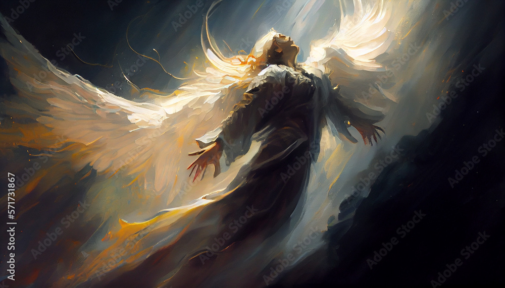 Fallen angel expelled from heaven, artwork, digital painting ...