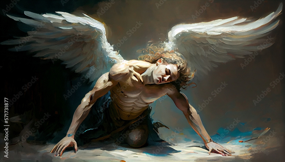 Fallen angel expelled from heaven, Generative AI Stock Illustration | Adobe Stock