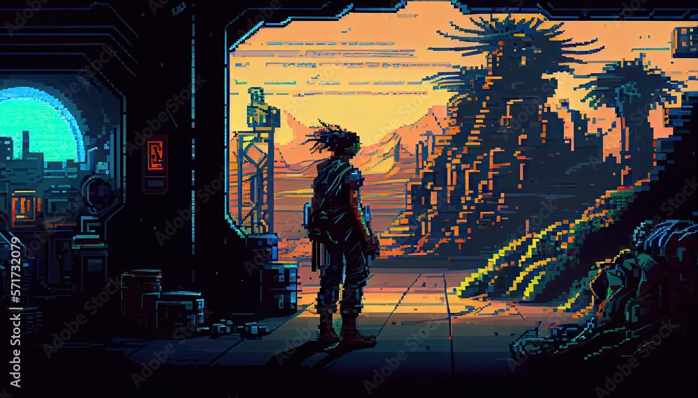 Fantasy 8 Bit Pixel Art, Game Concept Stock Illustration | Adobe Stock