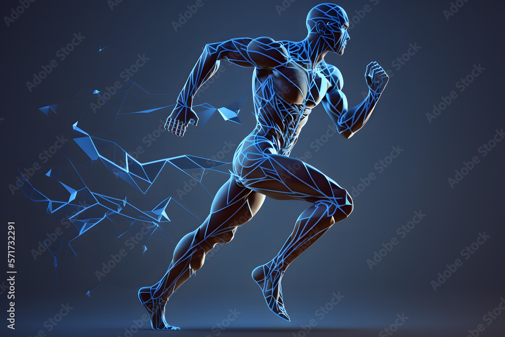 Abstract running man created with generative AI technology Stock ...