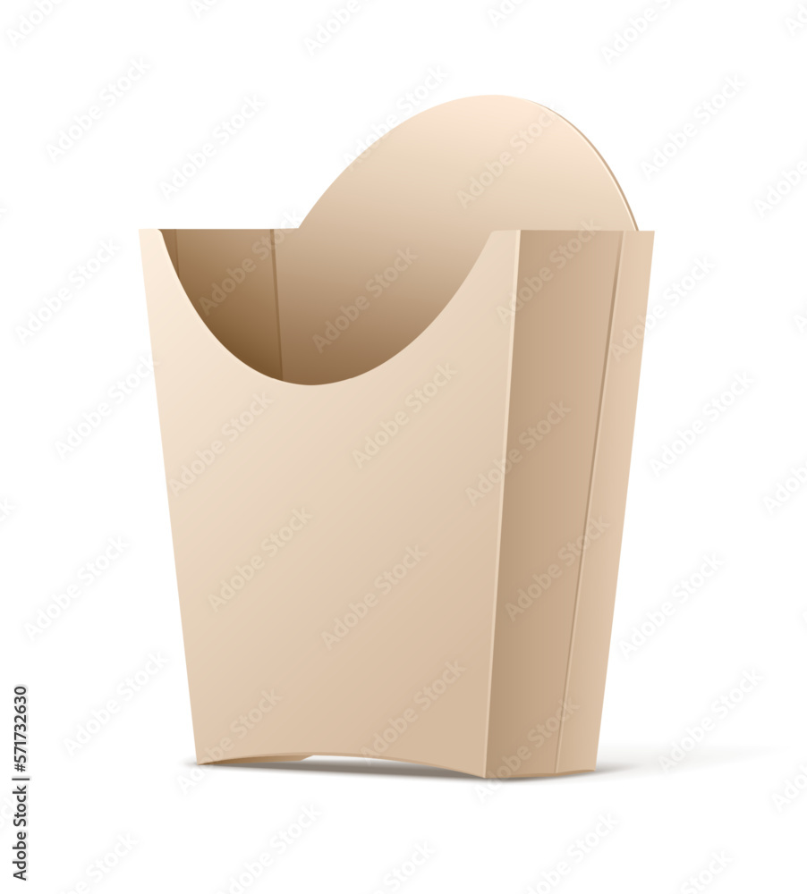 French fries kraft paper carton packaging. Pack mockup for french-fried ...